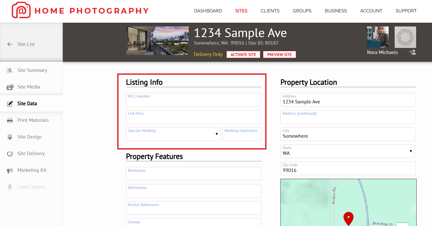 Editing Property Information – HDPhotoHub